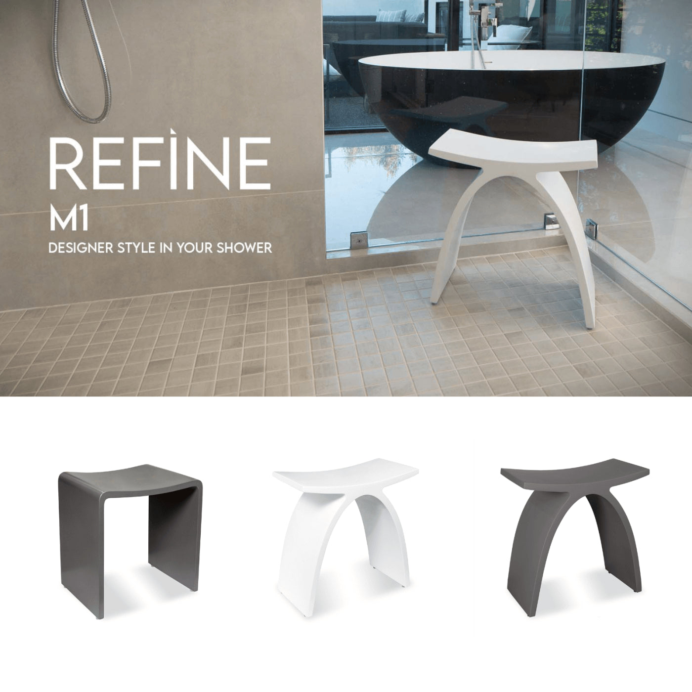 Refine Line - Modern Designer Shower Stools – SolutionBased